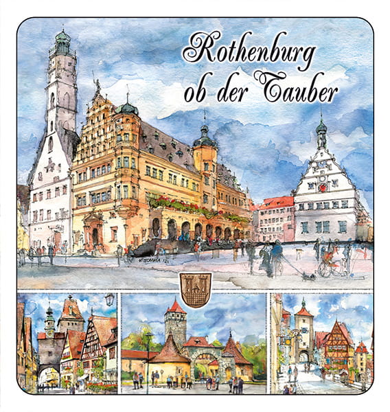 Magnes na lodówkę Rothenburg ob der Tauber 10 akwarela Pamiątki z ...